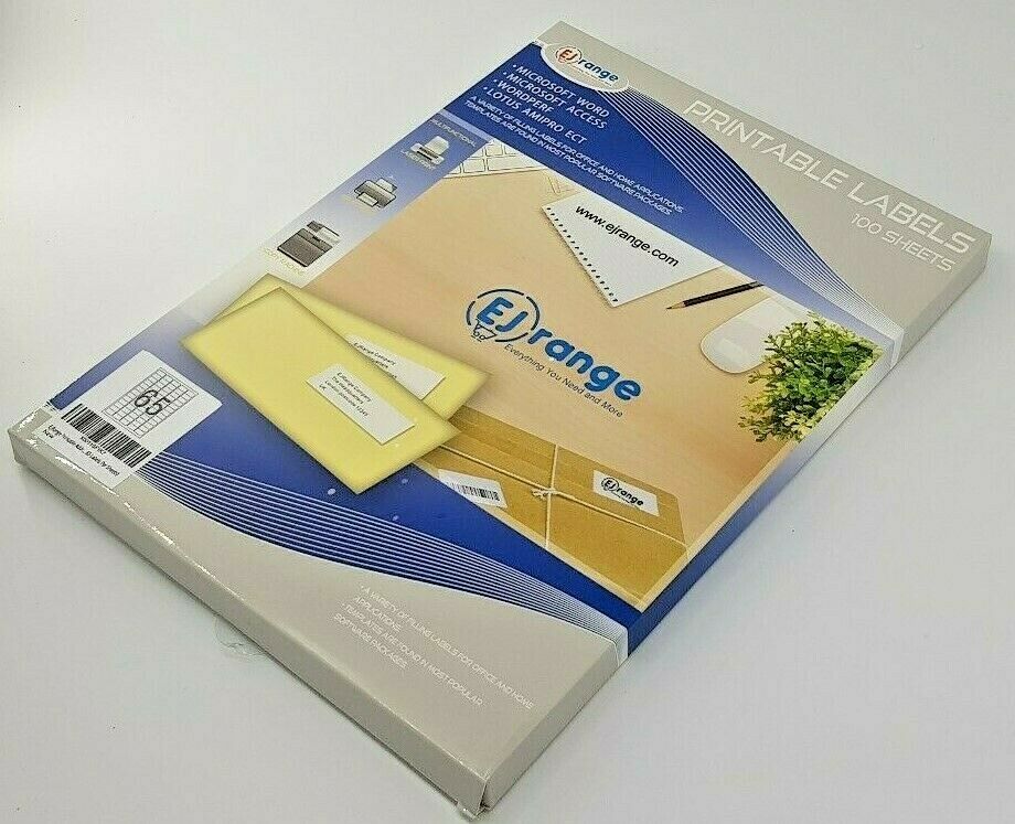 EJRange Address Labels 100 Sheet White A4 Sticky Self-Adhesive Inkjet ...